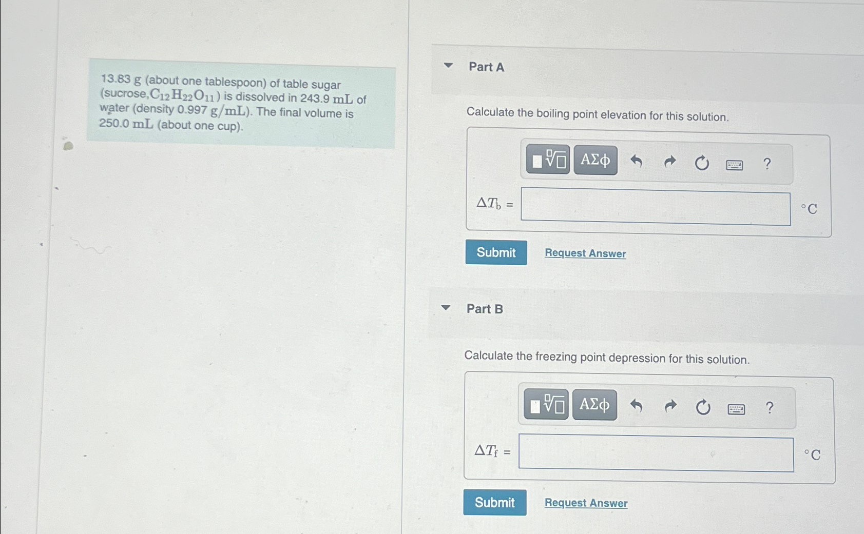 Solved 13.83g (about one tablespoon) ﻿of table sugar | Chegg.com