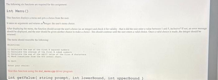 Solved The following sit functions are required for this | Chegg.com