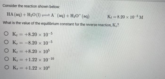 Solved Consider the reaction shown below: X HA (aq) + H20 | Chegg.com