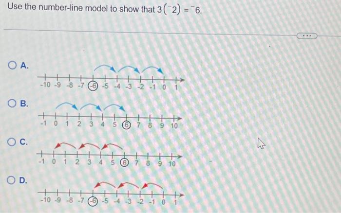 Solved Use the number-line model to show that 3 (2) = 6. O | Chegg.com