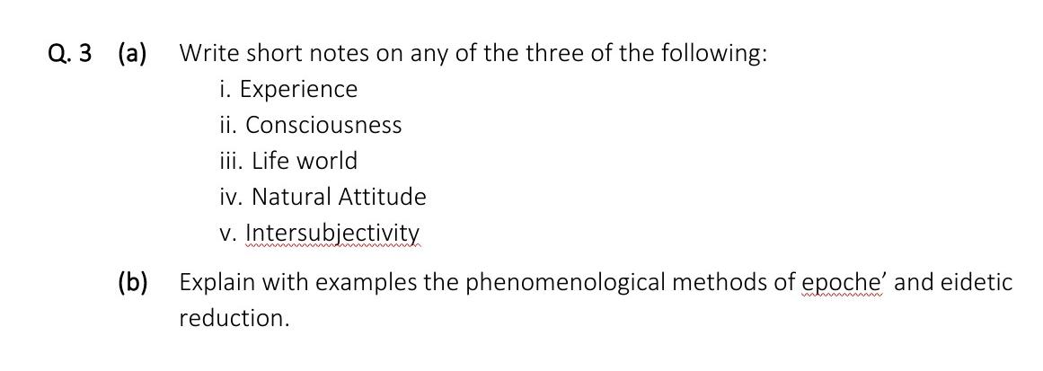Solved Q.3 (a) Write short notes on any of the three of the | Chegg.com
