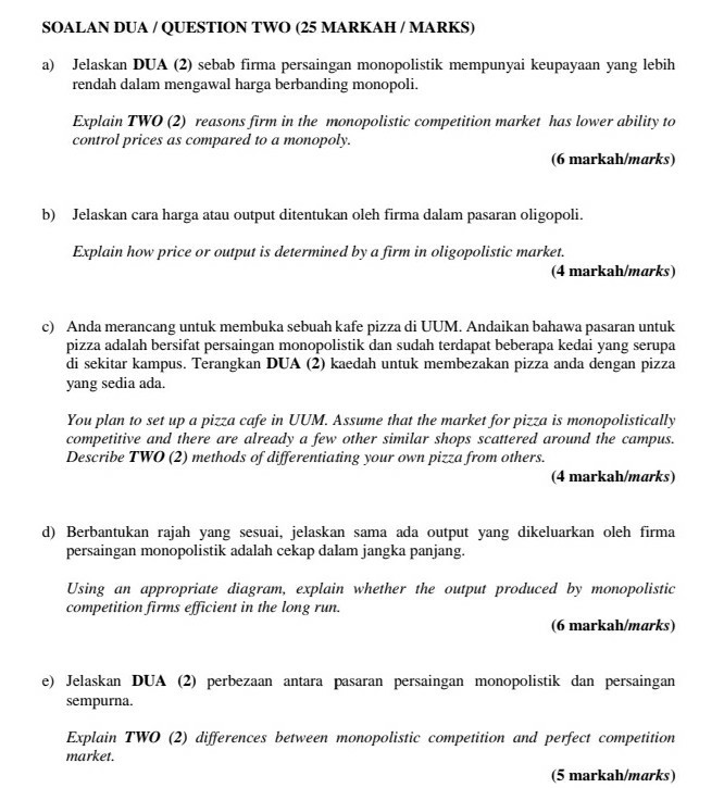 SOALAN DUA / QUESTION TWO (25 MARKAH/MARKS) a) | Chegg.com SOALAN DUA / QUESTION TWO (25 MARKAH/MARKS) a) | Chegg.com