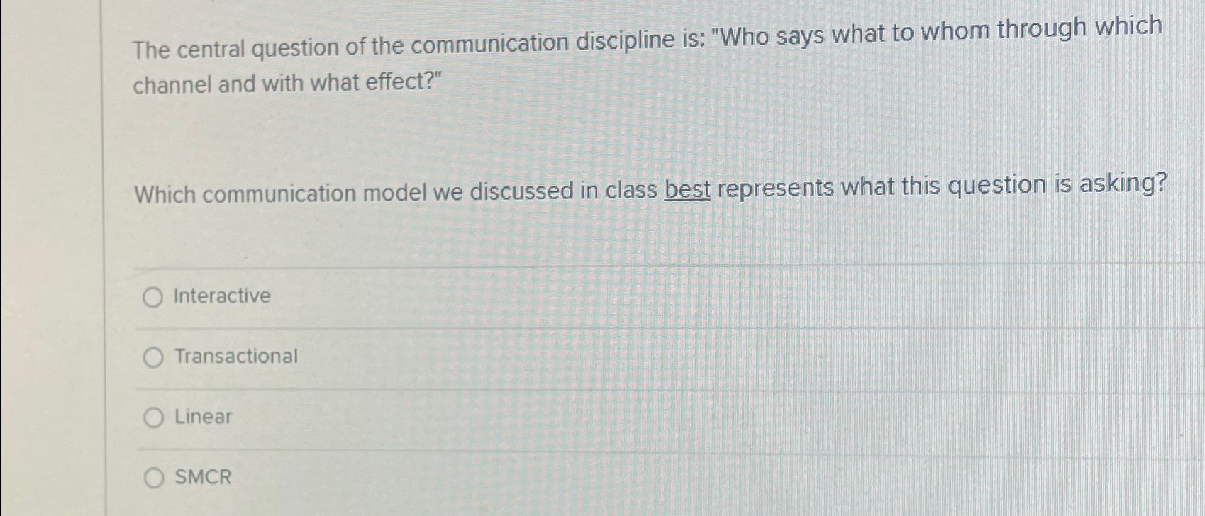 Solved The central question of the communication discipline | Chegg.com