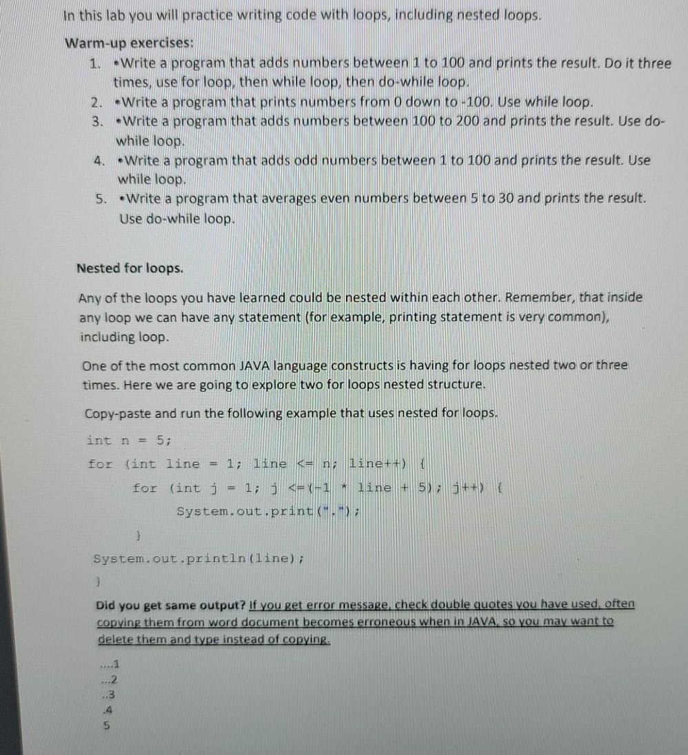Solved In this lab you will practice writing code with | Chegg.com