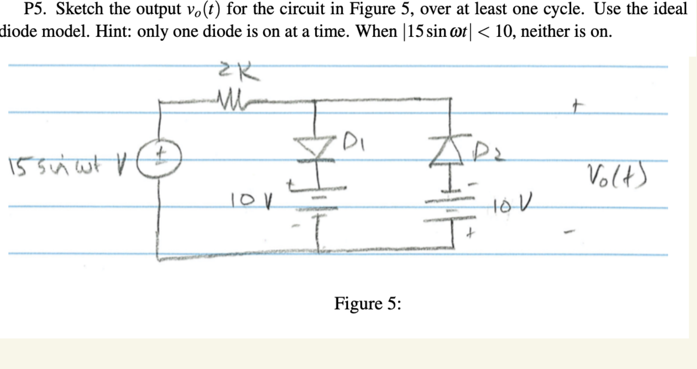 Solved P5. ﻿Sketch the output vo(t) ﻿for the circuit in | Chegg.com