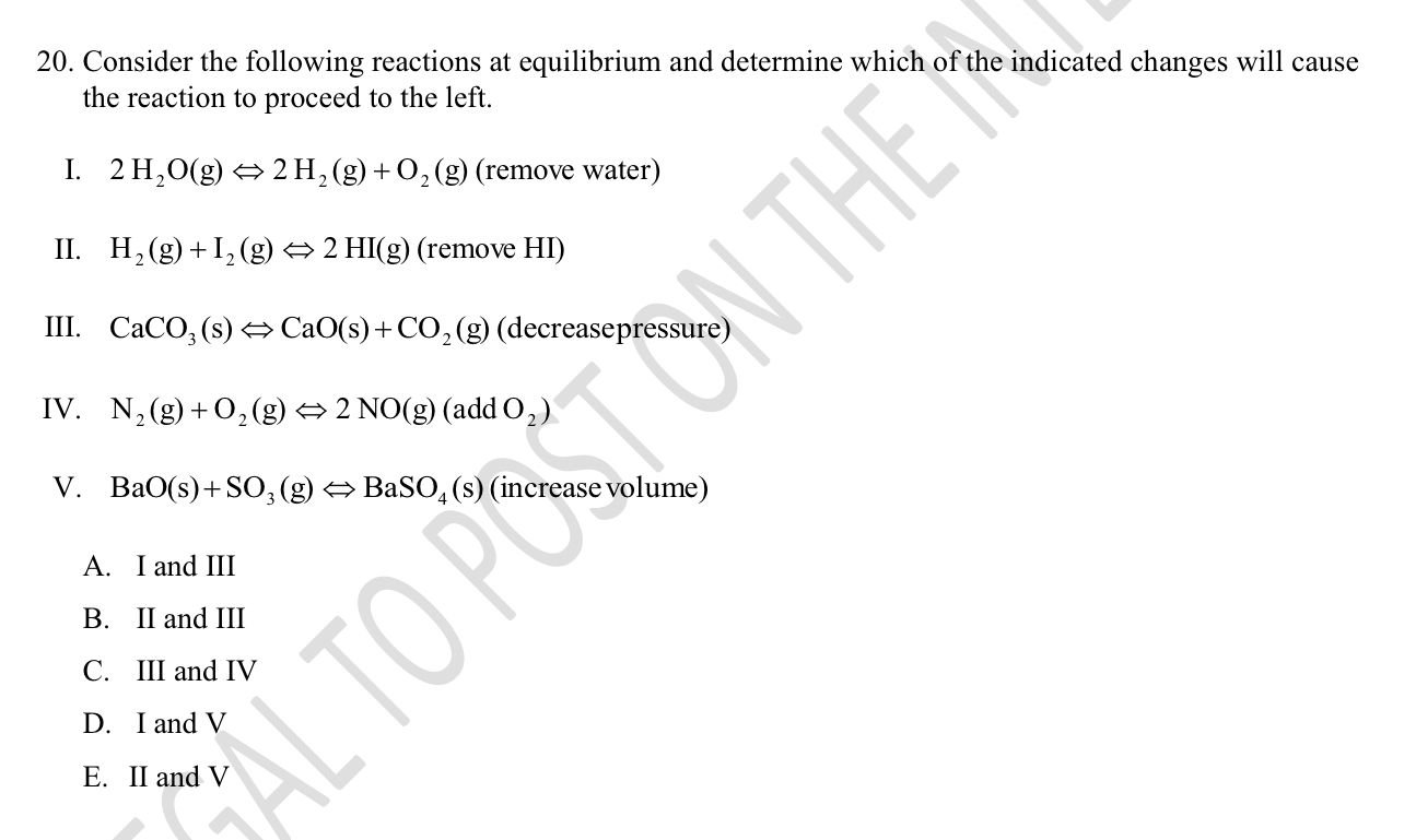 Solved Consider the following reactions at equilibrium and | Chegg.com
