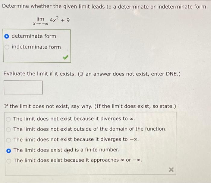 Solved determine whether the given limit leads to a | Chegg.com