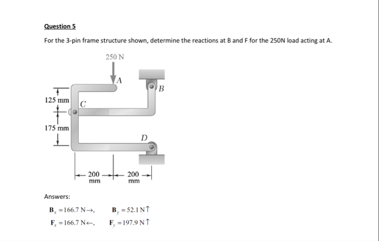 Solved Question 5For the 3-pin frame structure shown, | Chegg.com