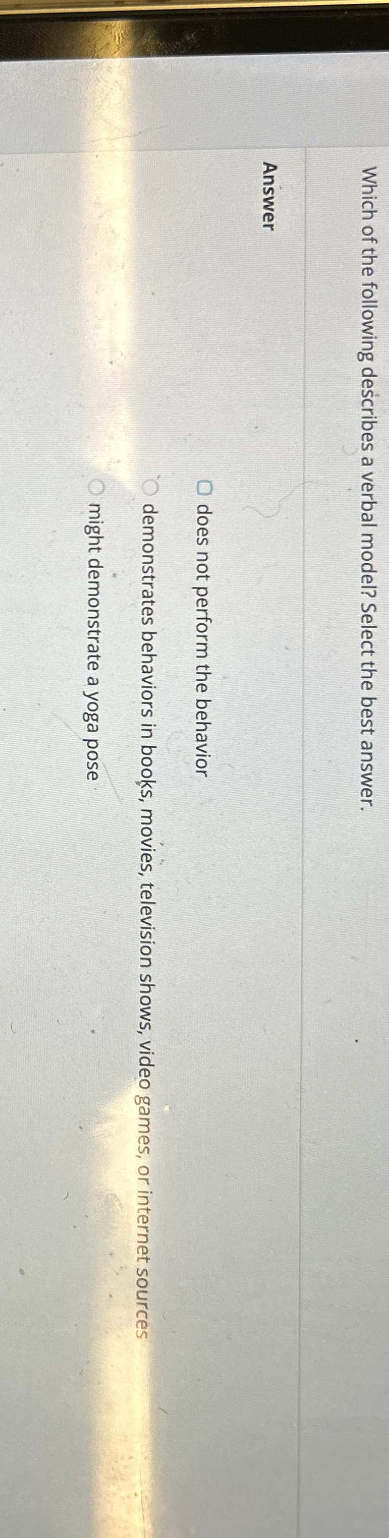 Solved Which of the following describes a verbal model? | Chegg.com