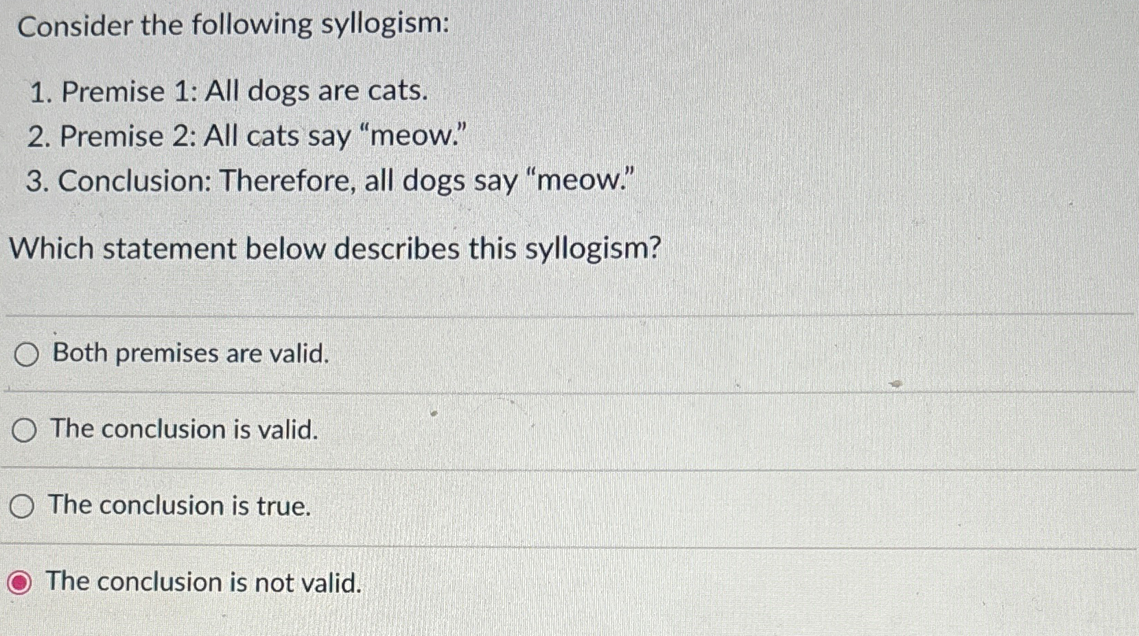Solved Consider the following syllogism:Premise 1: All dogs | Chegg.com