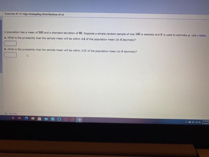 Solved Exercise 07.15 Algo (Sampling Distribution of x) A | Chegg.com