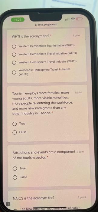 Solved 11:23 docs.google.com WHTI is the acronym for?" 1 | Chegg.com
