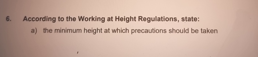 Solved According to the Working at Height Regulations, | Chegg.com