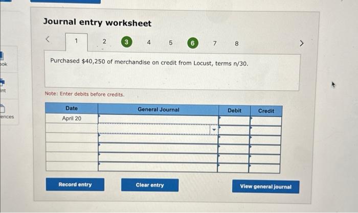 Solved Journal entry worksheet 578 Replaced the April 20 | Chegg.com