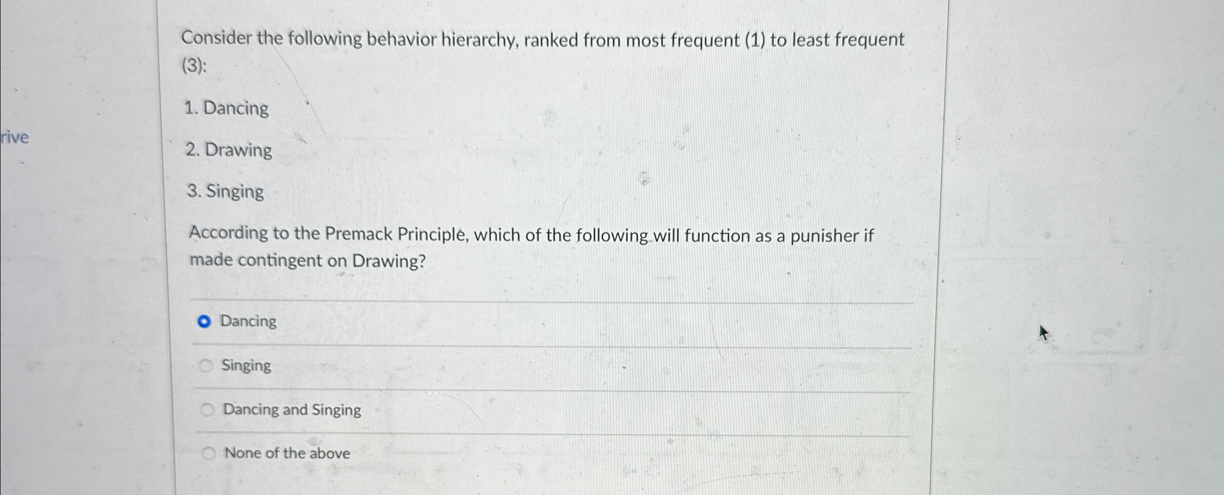 Solved Consider the following behavior hierarchy, ranked | Chegg.com