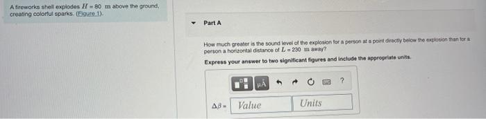 Solved A fireworks shell explodes H-80 mn above the ground, | Chegg.com
