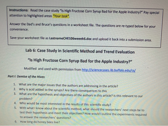 Instructions: Read the case study "Is High Fructose | Chegg.com