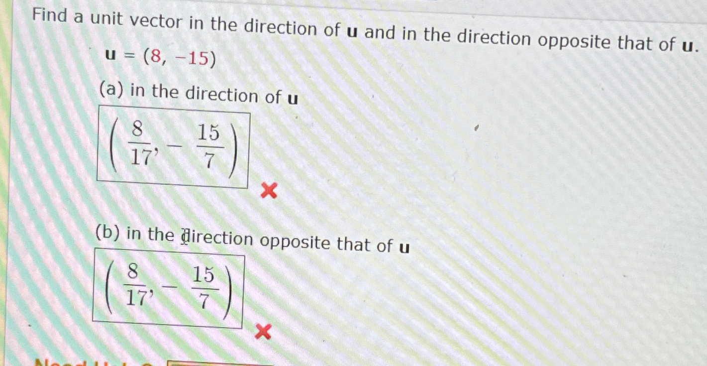 Solved Find a unit vector in the direction of u ﻿and in the | Chegg.com