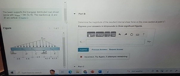 Solved The beam supports the triangular distributed load | Chegg.com