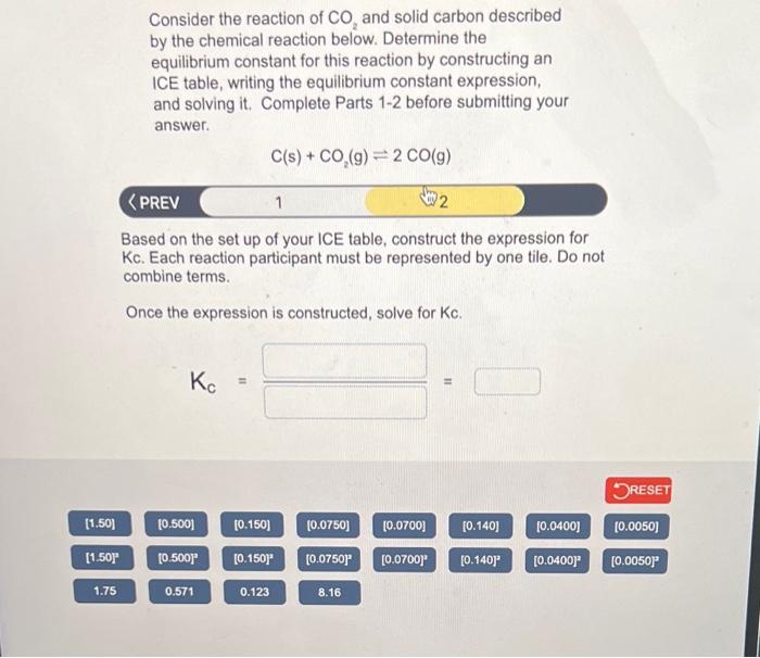 Solved Consider the reaction of CO2 and solid carbon | Chegg.com