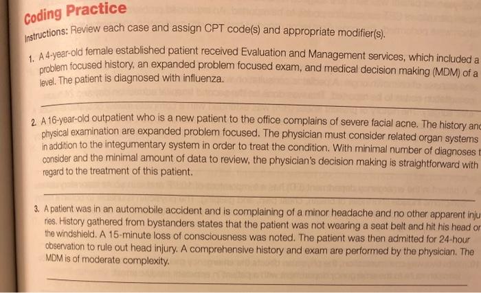 Solved Instructions: Review each case and assign CPT code(s) | Chegg.com
