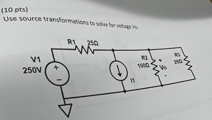 Solved (10 pts) Use source transformations to solve for | Chegg.com