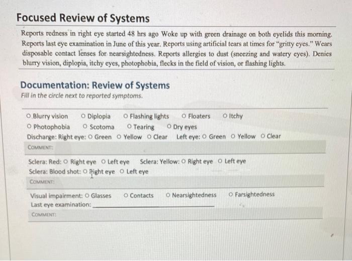 Solved ASSESSING THE EYES CASE STUDY Clinical Scenario A | Chegg.com