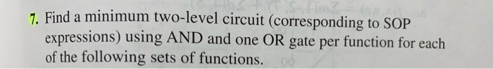 Solved 7. Find a minimum two-level circuit (corresponding to | Chegg.com