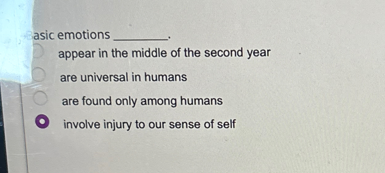 Solved asic emotions ﻿appear in the middle of the second | Chegg.com
