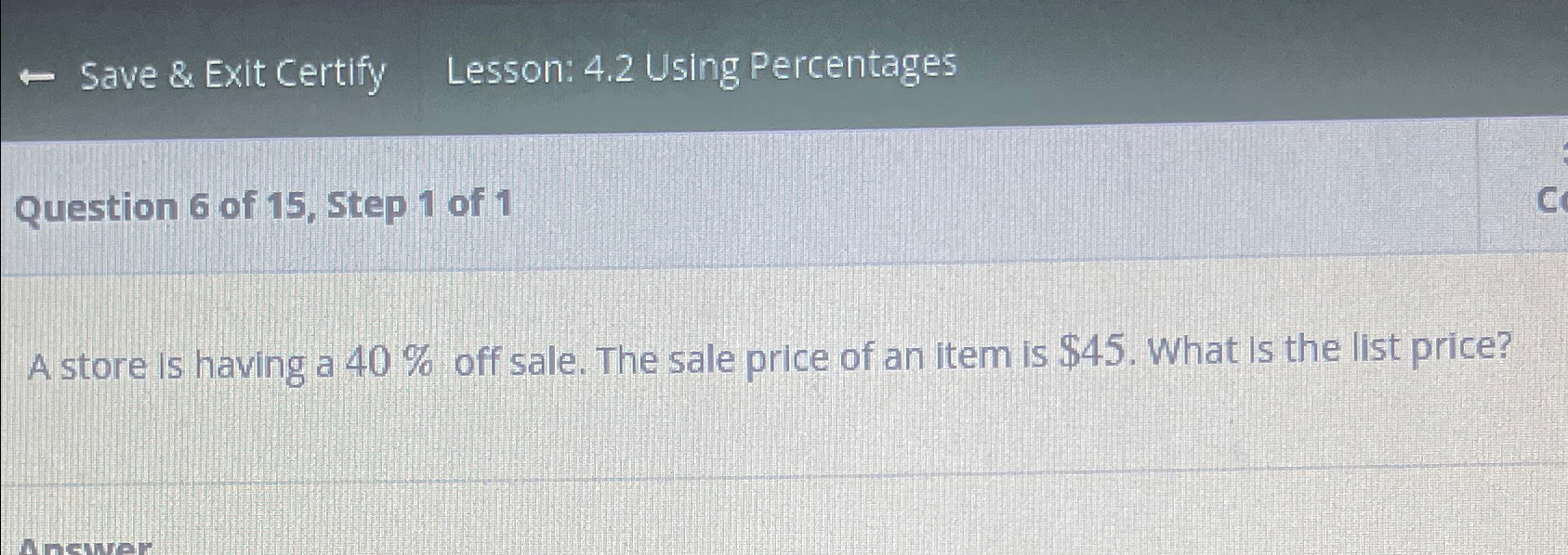 Solved larr Save & Exit Certify Lesson: 4.2 ﻿Using | Chegg.com