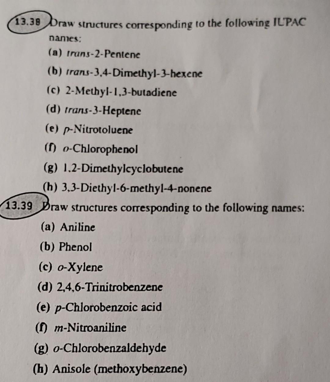 Solved 13.38 Draw structures corresponding to the following | Chegg.com