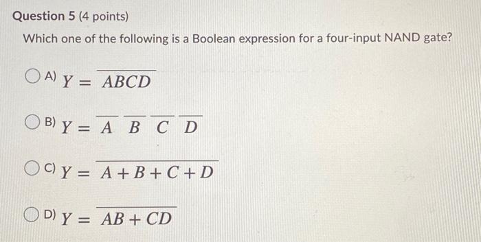 Solved Question 5 (4 points) Which one of the following is a | Chegg.com