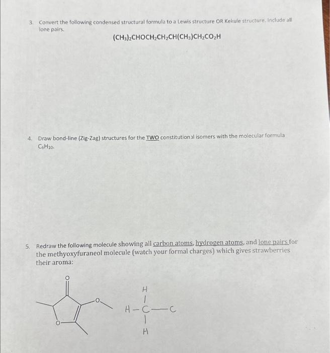 Solved 3. Convert the following condensed structural formula | Chegg.com