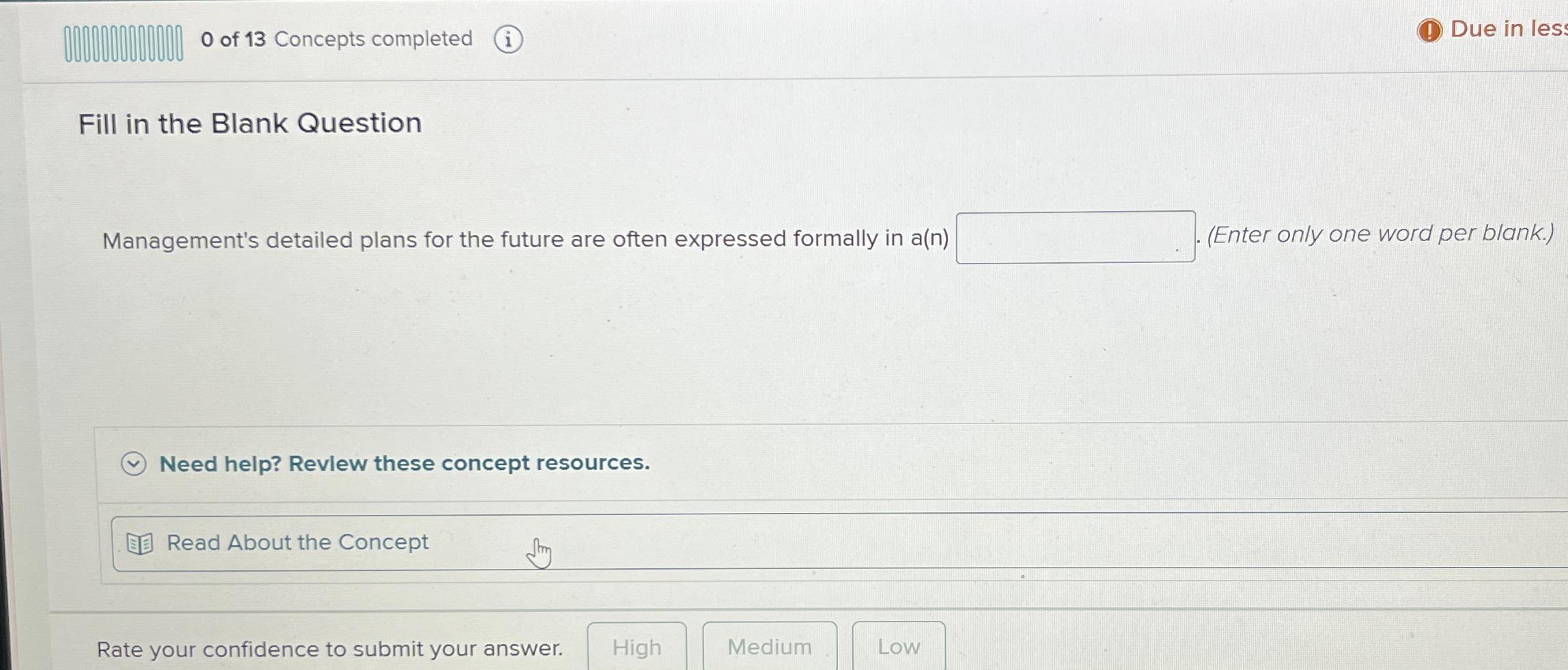 Solved Fill in the Blank QuestionManagement's detailed plans | Chegg.com