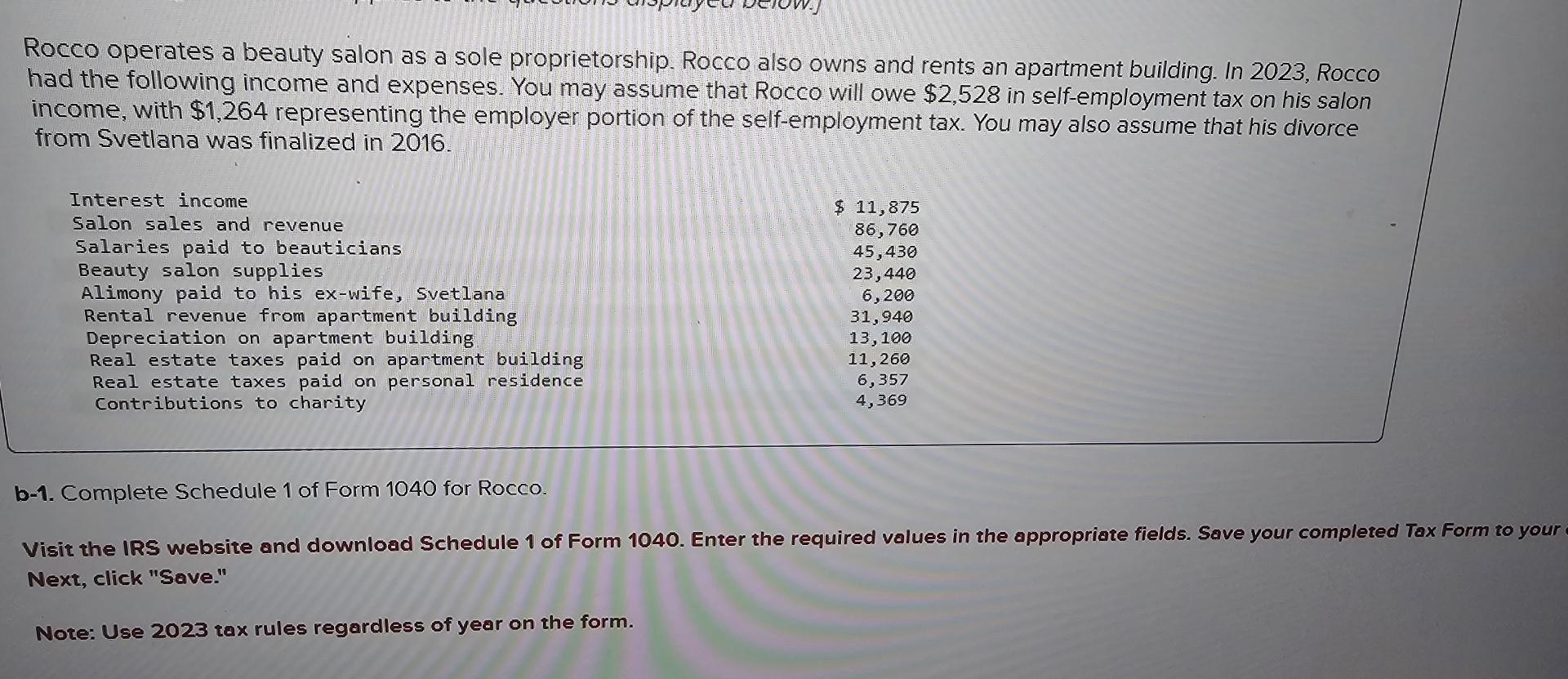 Solved Rocco operates a beauty salon as a sole | Chegg.com