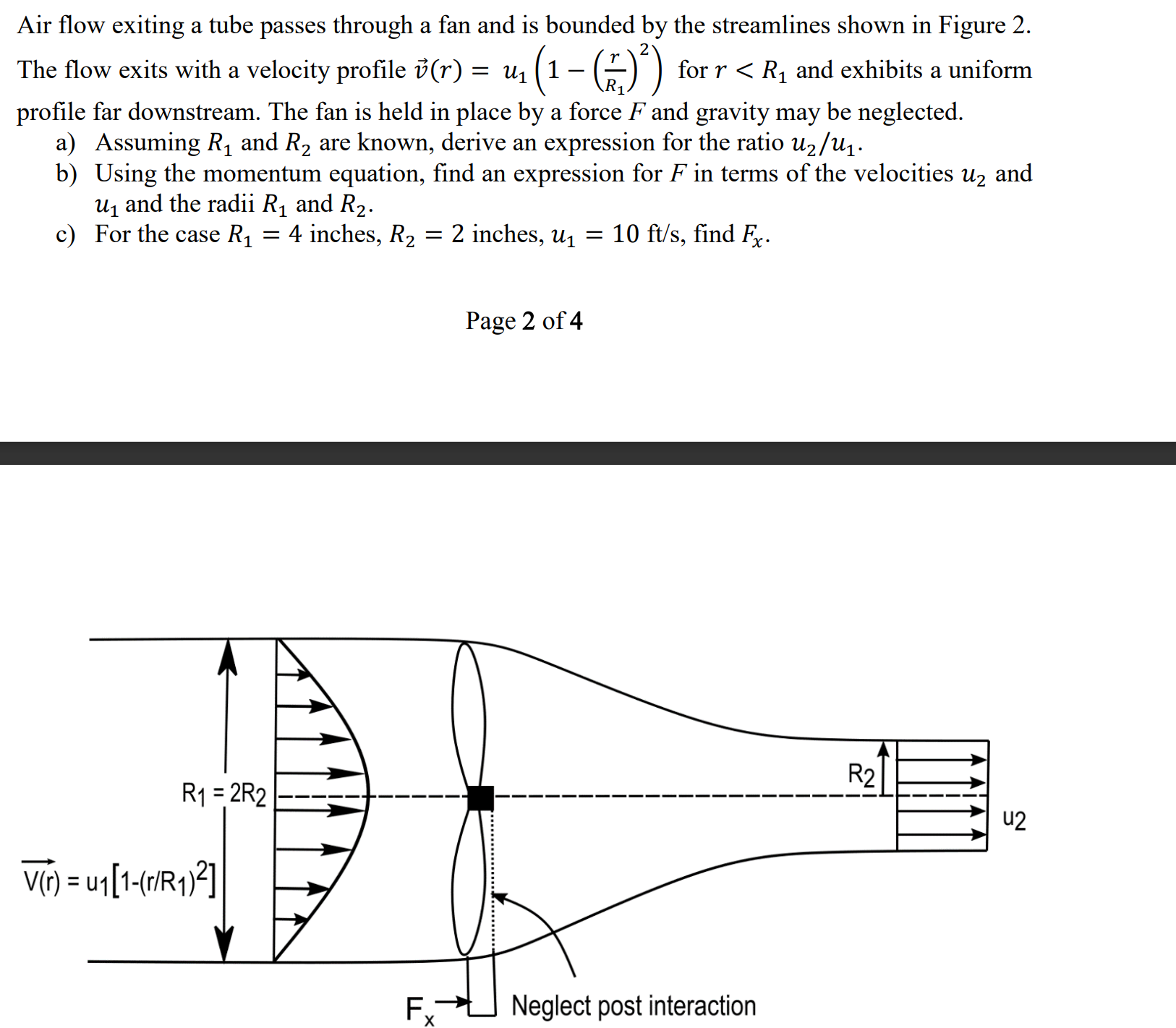 Solved Air flow exiting a tube passes through a fan and is | Chegg.com