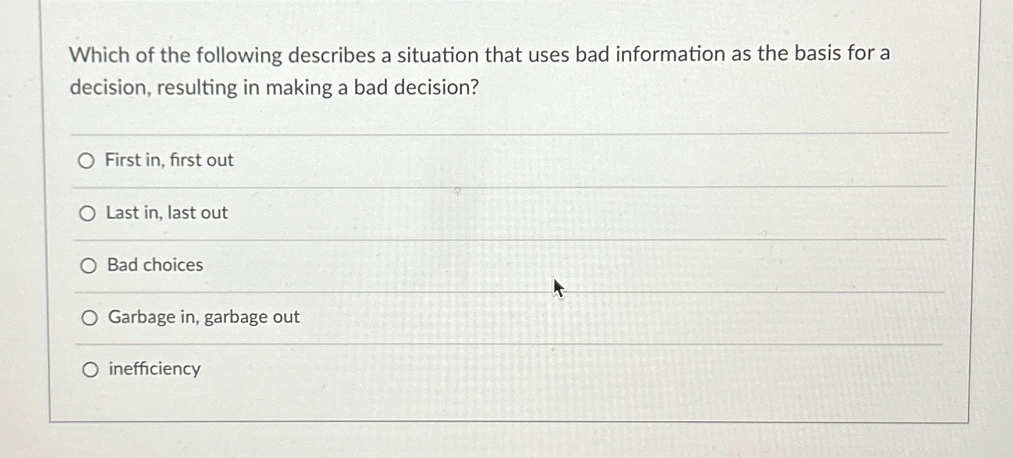 Solved Which of the following describes a situation that | Chegg.com