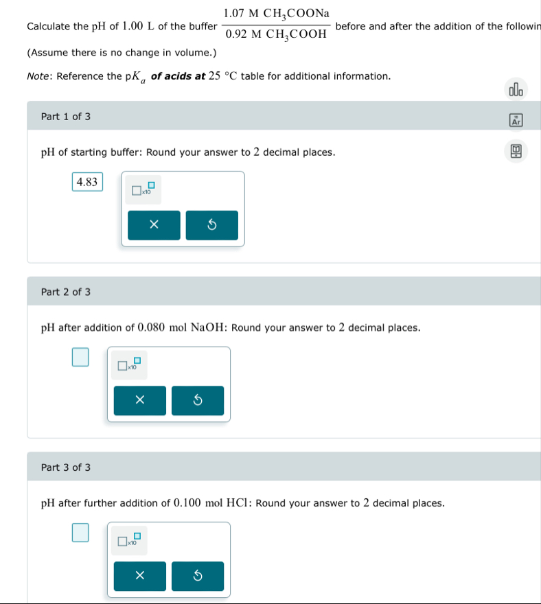 Solved Calculate the pH of 1.00 ﻿L of the buffer | Chegg.com