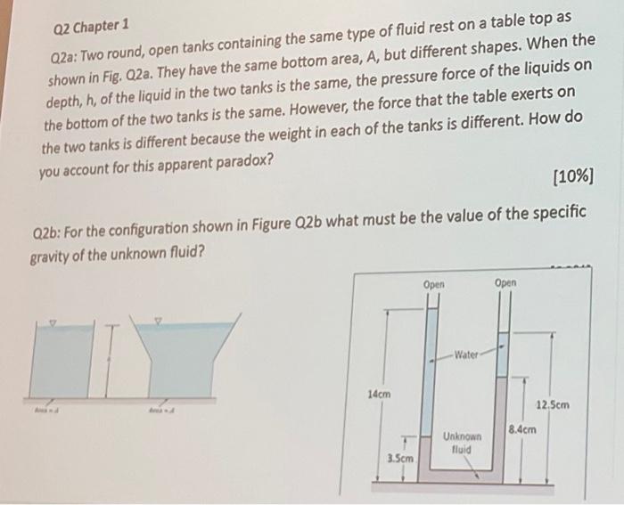 Solved Q2 Chapter 1 Q2a: Two round, open tanks containing | Chegg.com