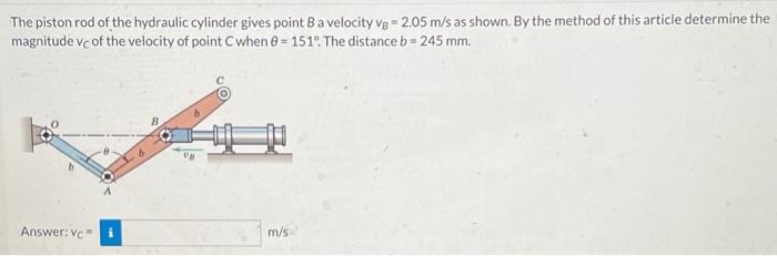 Solved The piston rod of the hydraulic cylinder gives point | Chegg.com