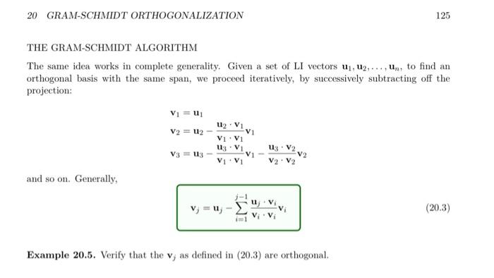 Solved 20 GRAM-SCHMIDT ORTHOGONALIZATION 125 THE | Chegg.com