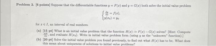 Solved 2. [6 points] Suppose that the differentiable | Chegg.com