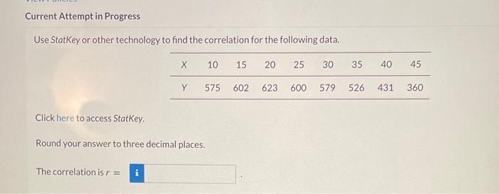 Solved Use StatKey or other technology to find the | Chegg.com