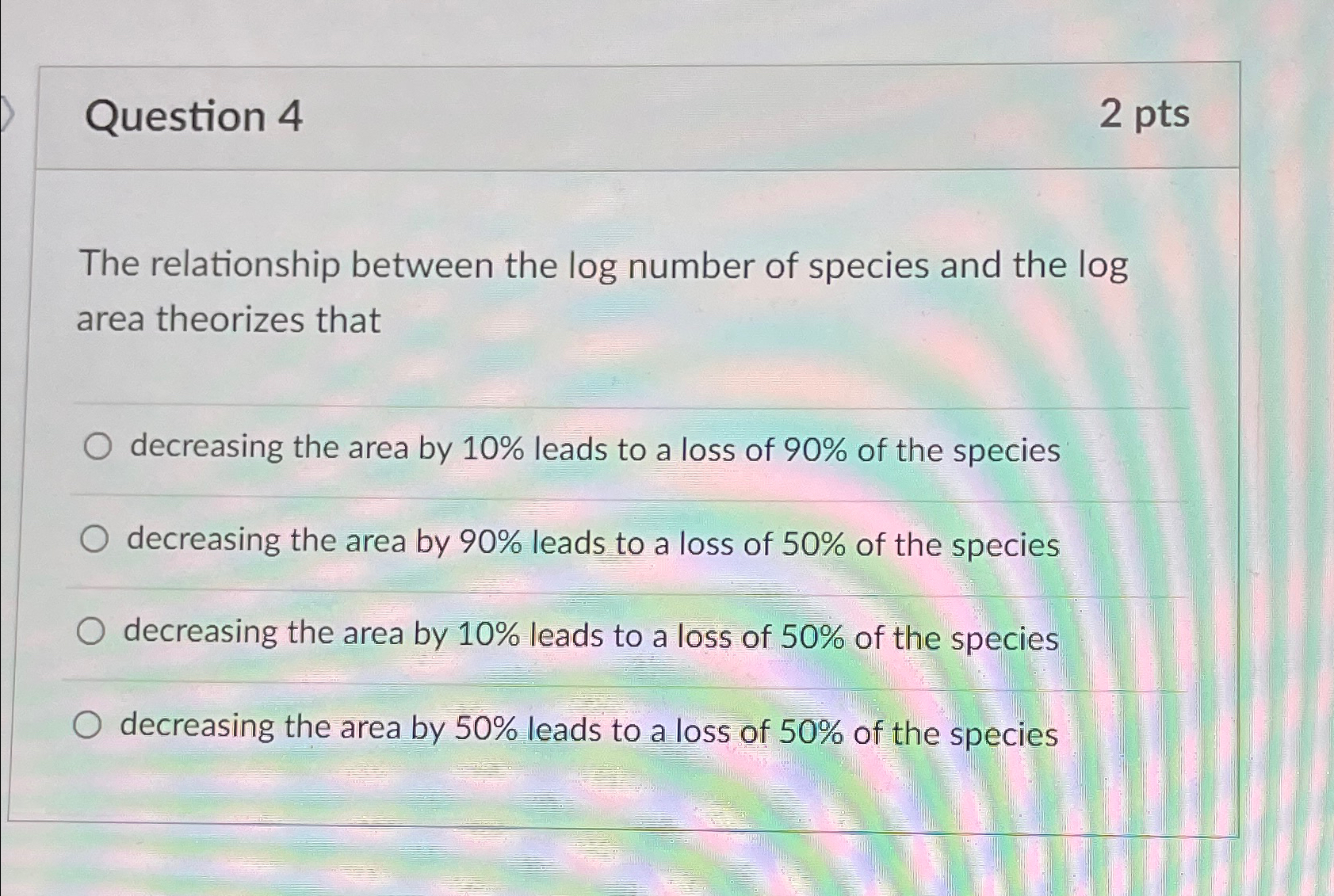 Solved Question 42 ﻿ptsThe relationship between the log | Chegg.com