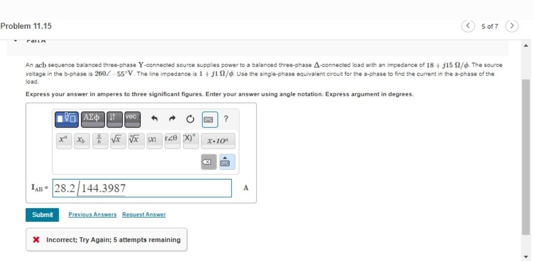 Solved An acb sequence balanced three-phase Y-connected | Chegg.com