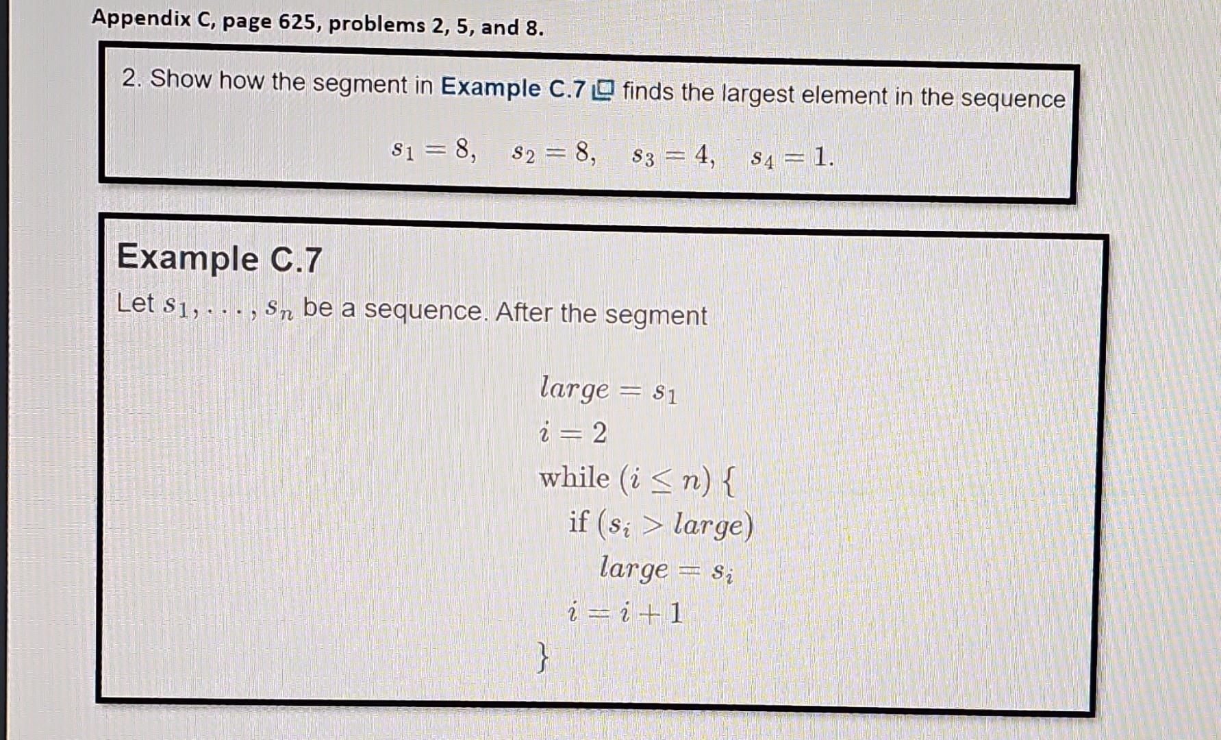 Solved 2. Show how the segment in Example C.7 ㅁ finds the | Chegg.com