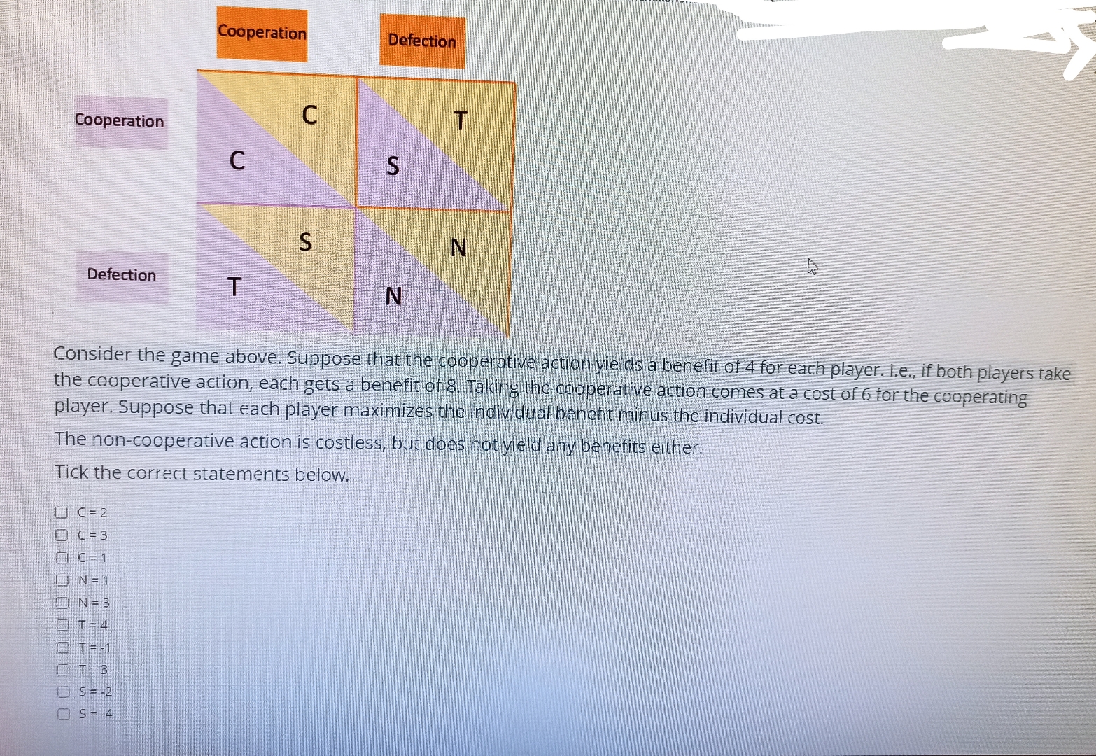 Solved CooperatioDefectionConsider the game above. Suppose | Chegg.com