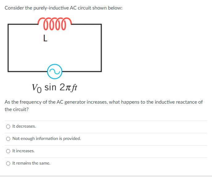 Solved Consider the purely-inductive AC ﻿circuit shown | Chegg.com