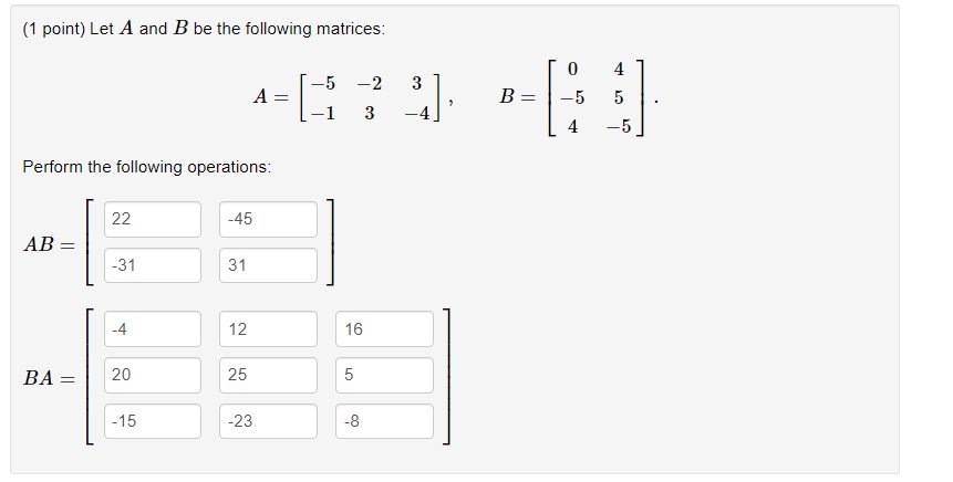 Solved 1 point let A And B be The Following