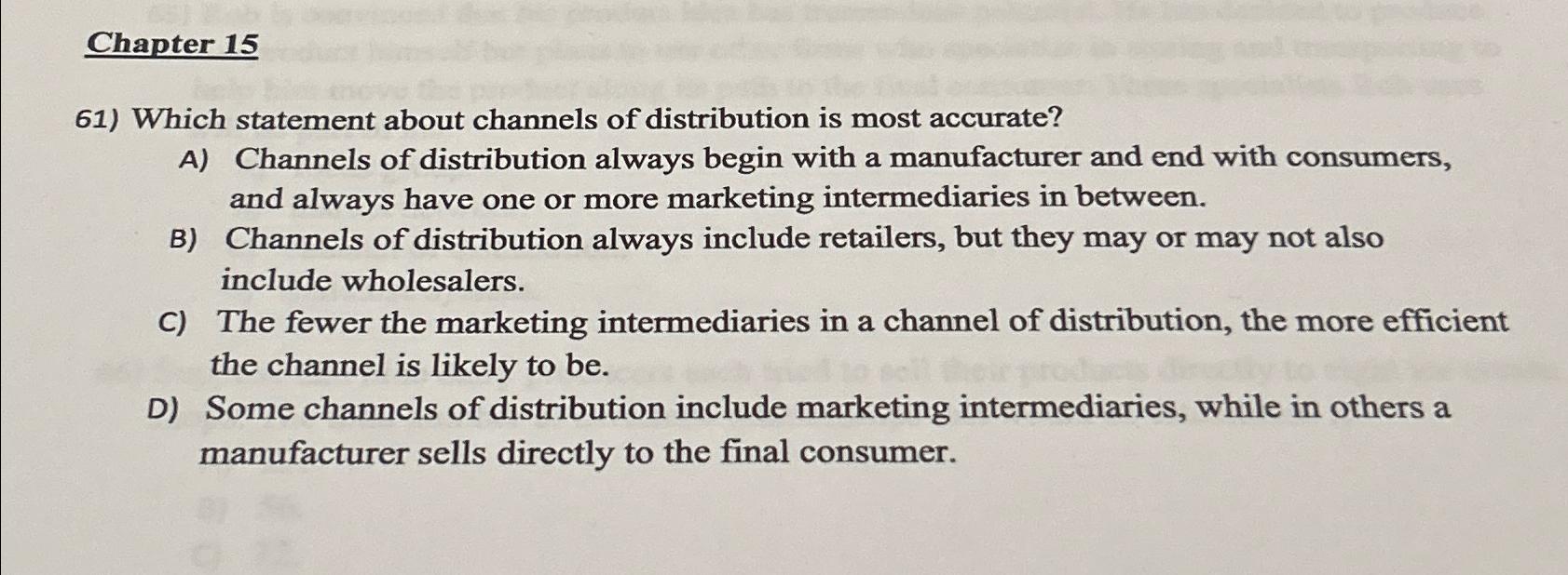 Solved Chapter 15Which statement about channels of | Chegg.com